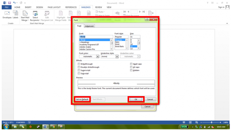 Changing Default Label Settings Word 2013 IT Services