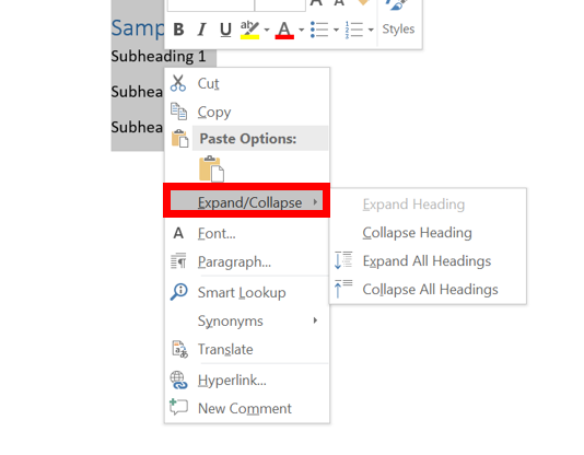 Collapse And Expand Word Documents Technical Support Services