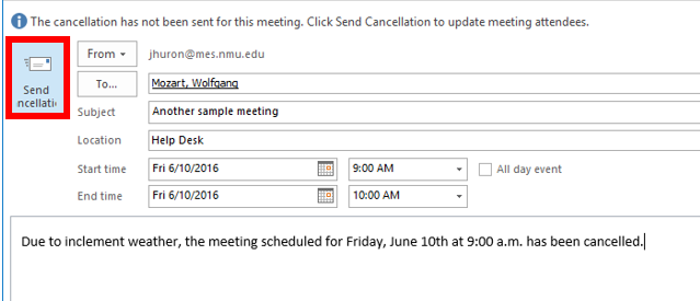 Sample Email Cancellation Of Meeting